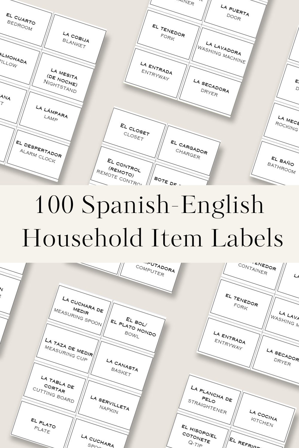 Bilingual Spanish English Household Item Labels - Etsy