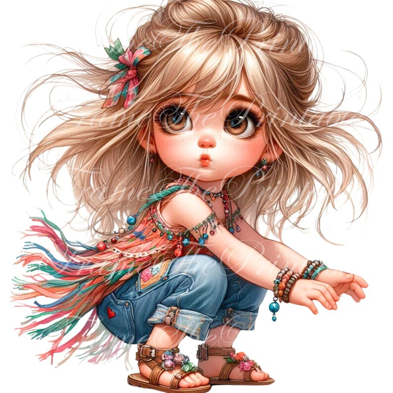 Cute Little Girl Clipart Commercial and Personal Use Whimsical Ephemera ...