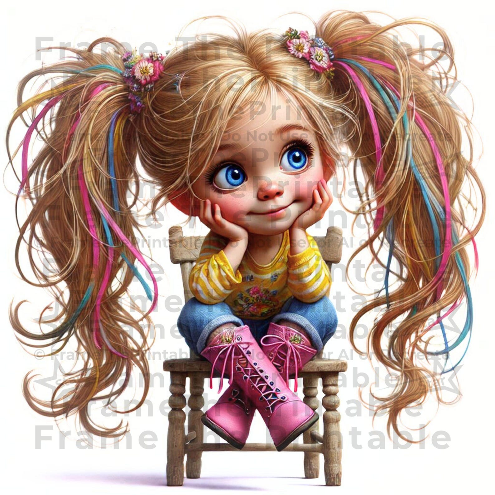 Quirky Girl With a Chair Clipart Whimsical Ephemera Commercial Use ...
