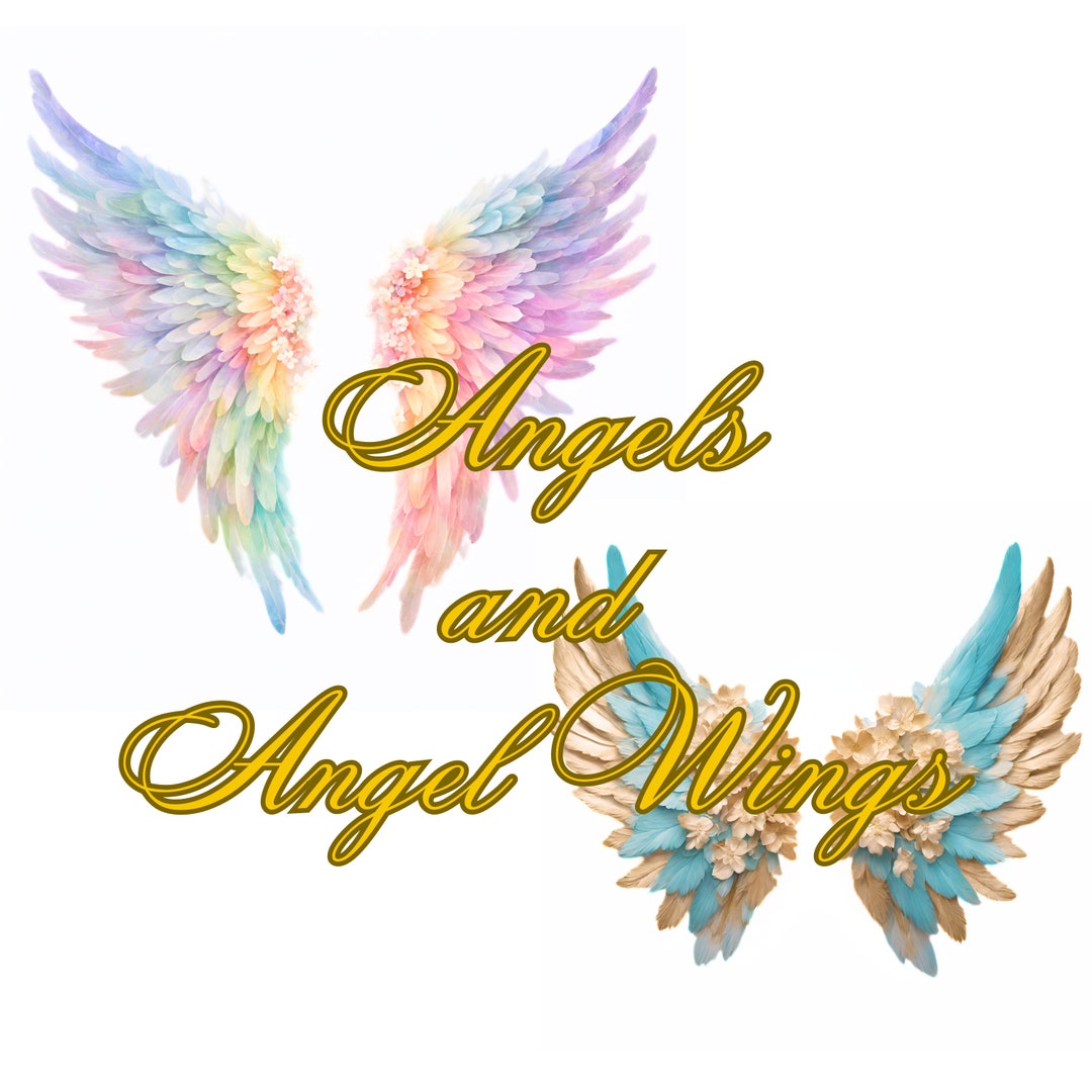 Angels Wings Vibrant Colours Clipart Watercolour Art Instant Download ...