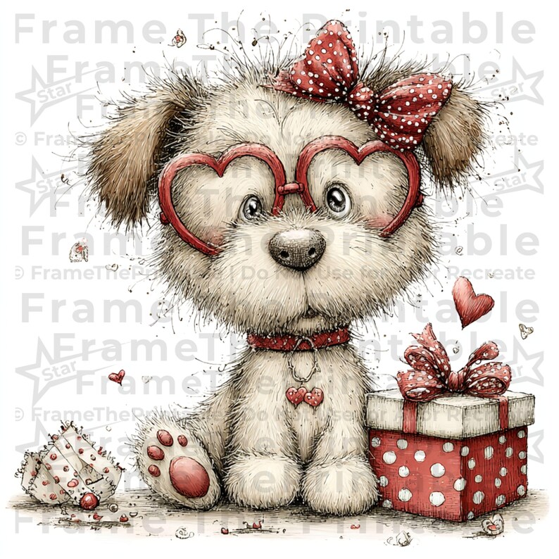 Valentine Puppy Clipart: Cute Dogs With Hearts, Flowers, Tea Cups ...