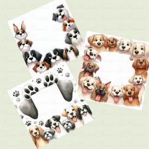Cute Quirky Dog Clipart Bundle, Funny Puppy Pngs, Watercolour Cartoon ...