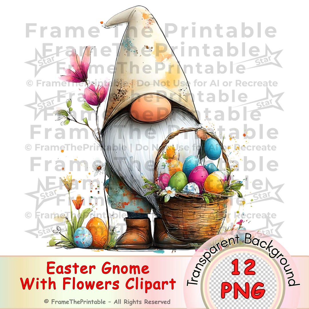 Easter Gnome Clipart PNG, Spring Gnome With Eggs and Flowers ...