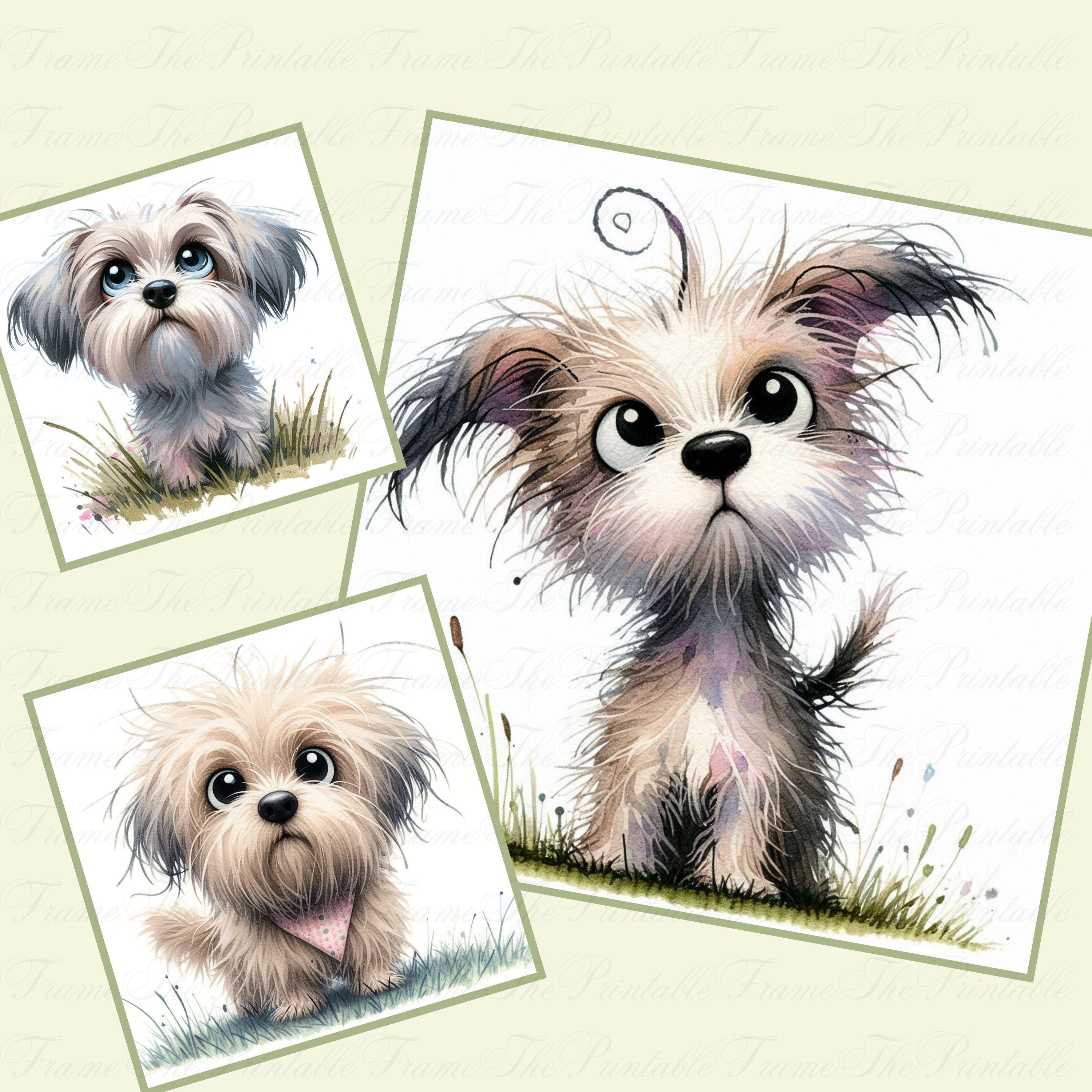 Quirky Cute Dog Clipart Bundle, Funny Puppy Pngs, Watercolour Cartoon ...