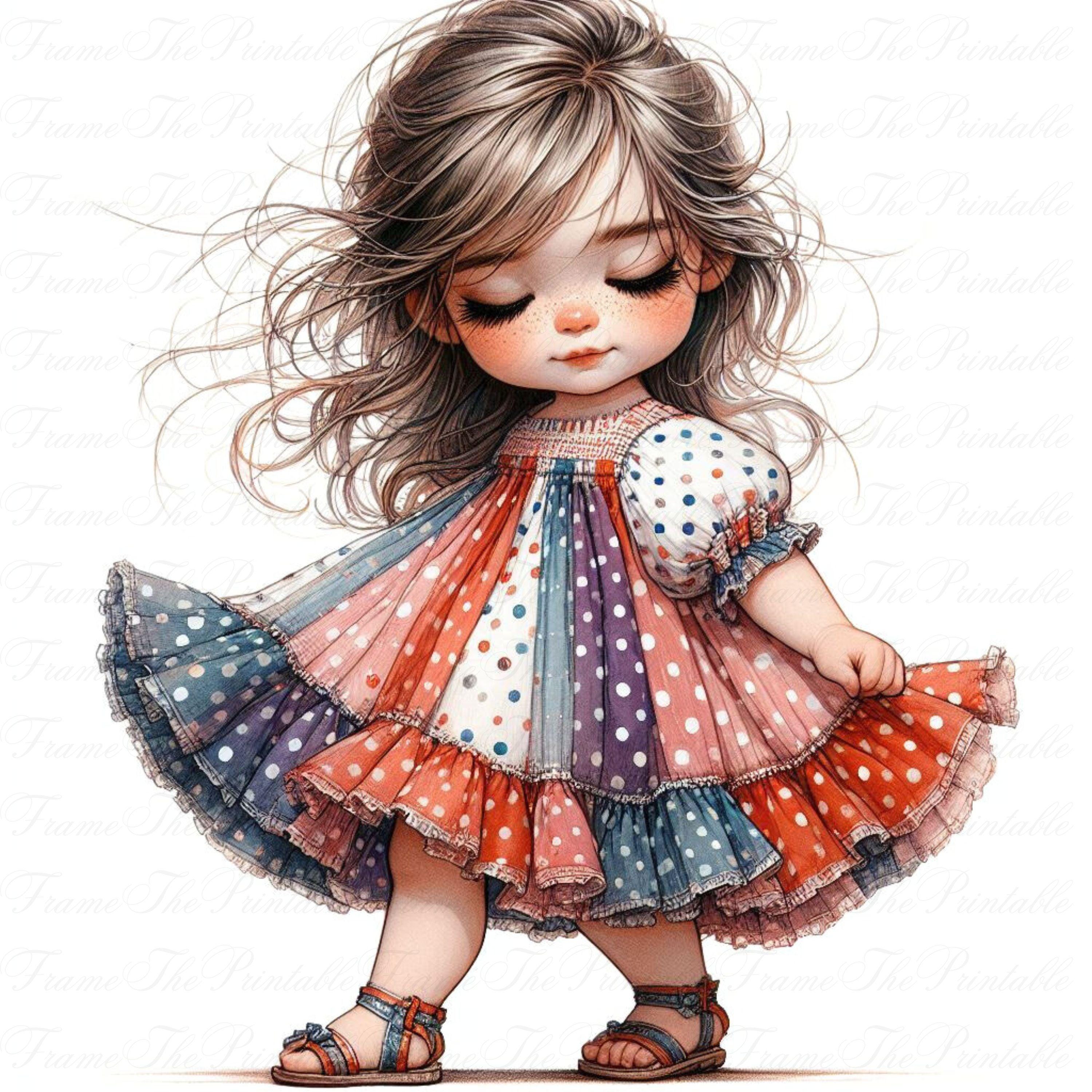 10 Cute Baby Girl Clipart, Watercolour Art Little Girl, Digital ...