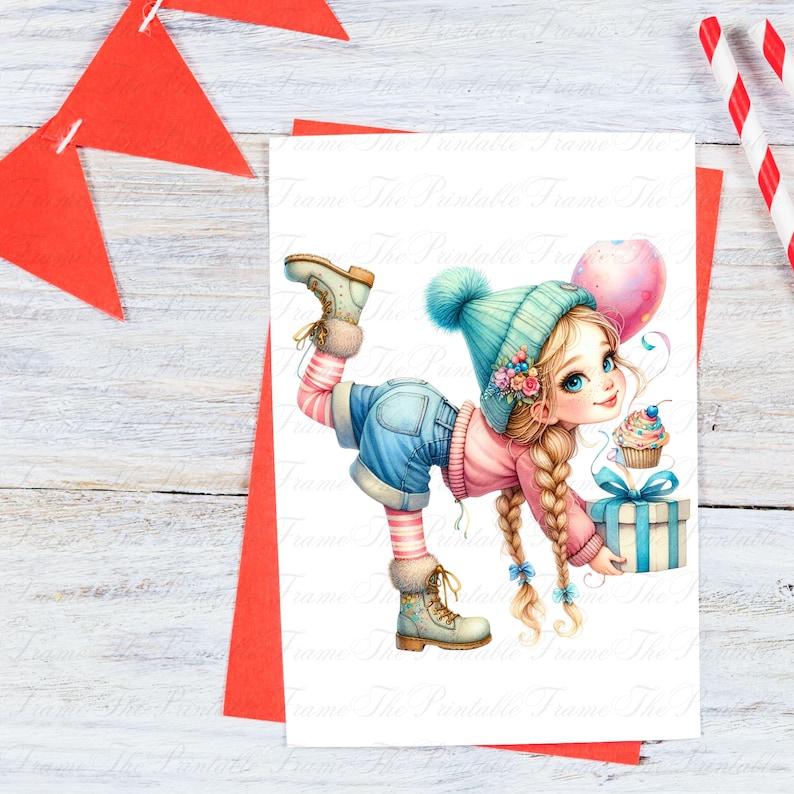 Birthday Girl Clipart PNG, Pastel Balloons, Cupcake Illustrations ...