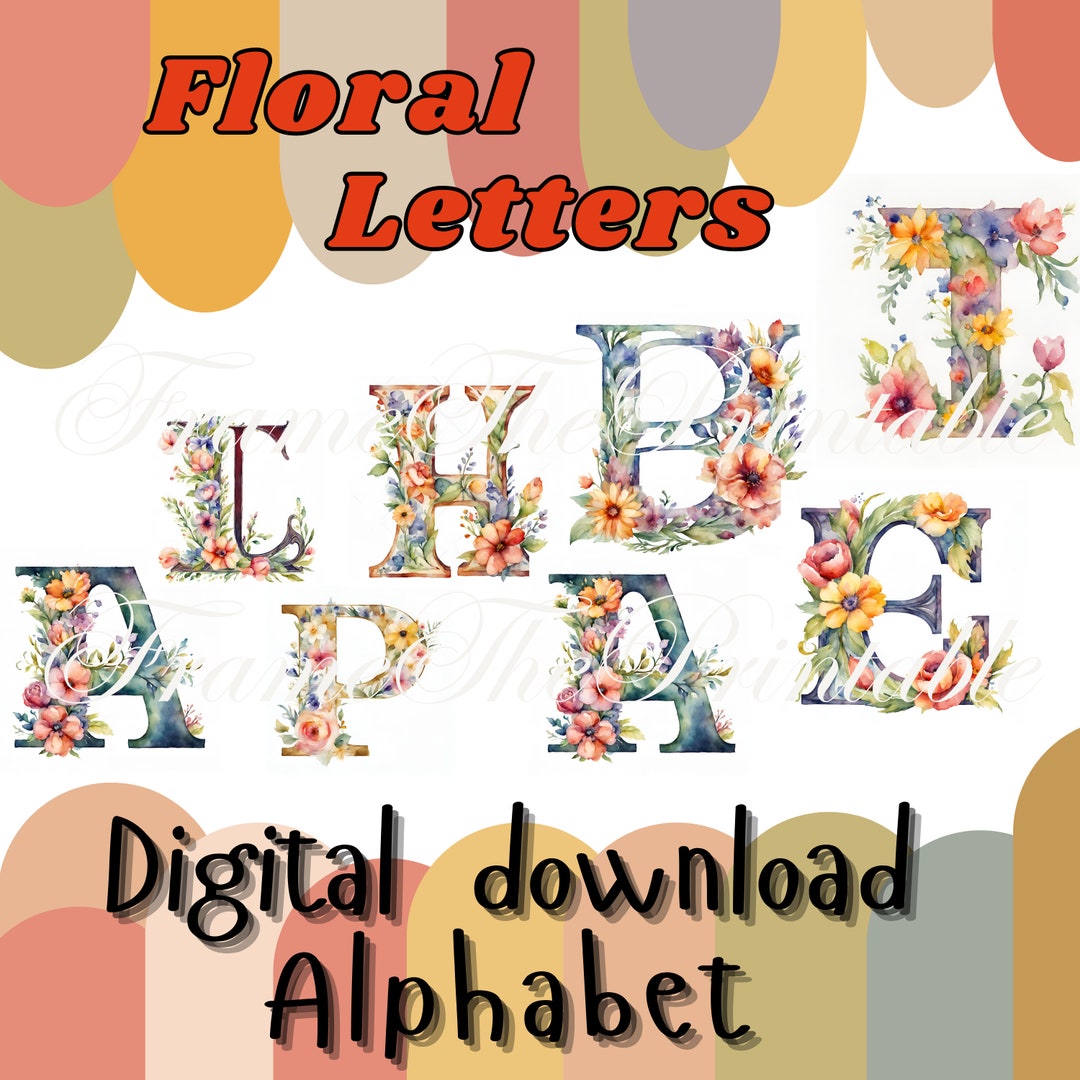 Floral Letters Printable Digital Download Party Letter Wedding Letters ...
