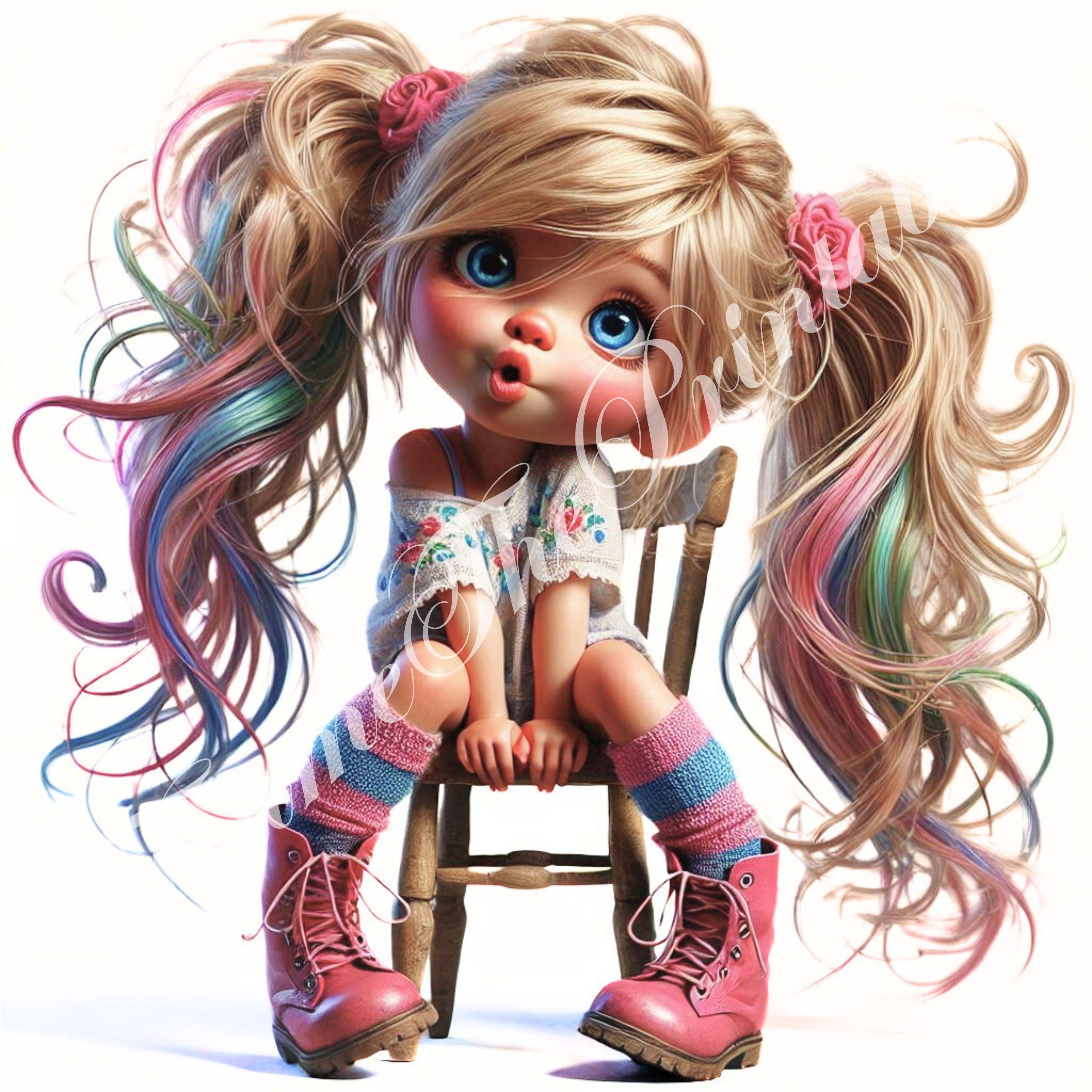 Quirky Girl With a Chair Clipart Whimsical Ephemera Commercial Use ...