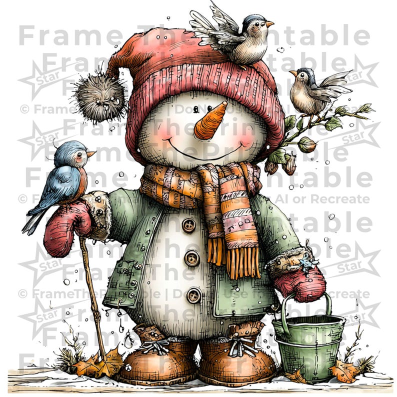 Snowman Clipart Set - Winter Holiday Snow People and Christmas Birds ...
