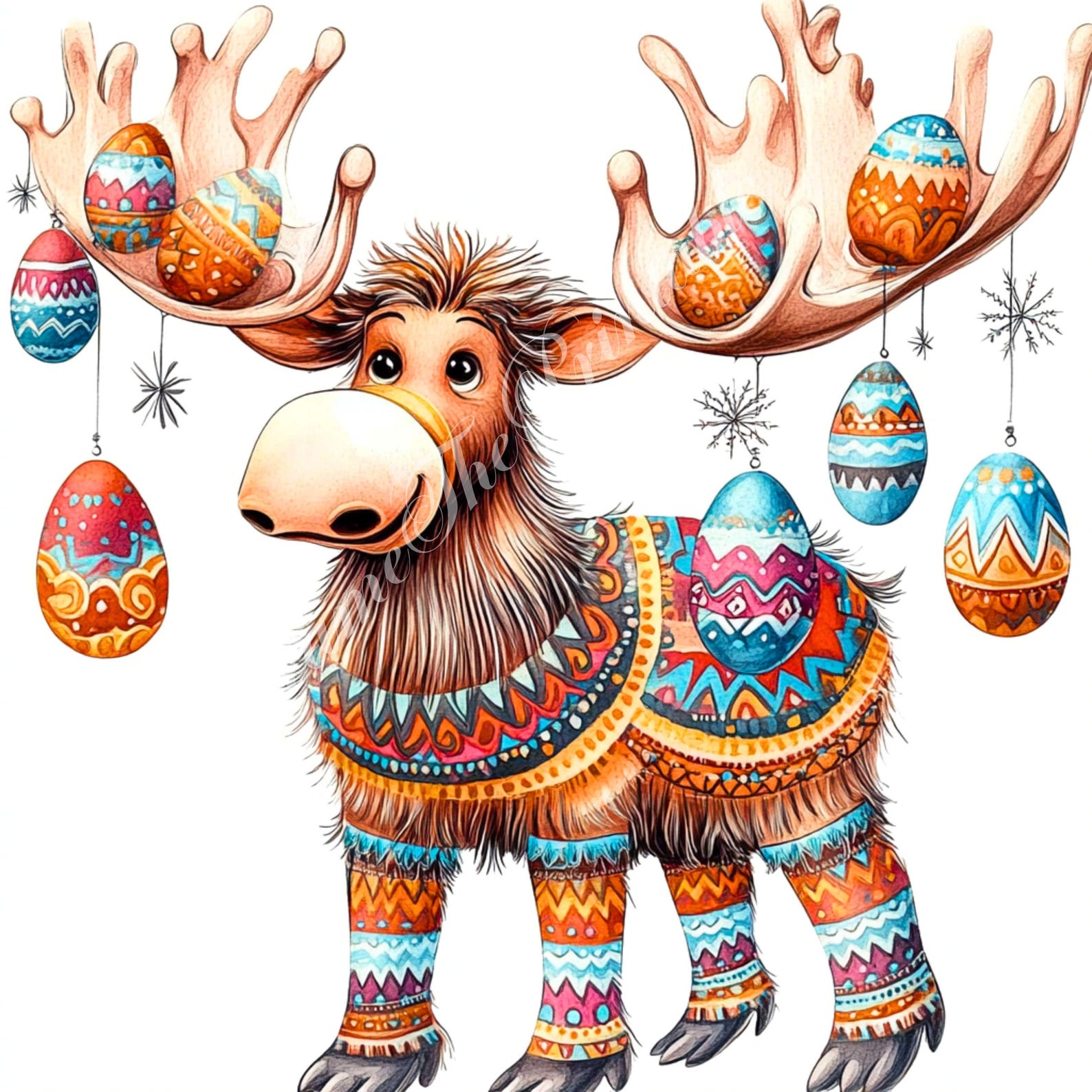 Quirky Easter Boho Moose With Egg Clipart Whimsical Funny Animals ...