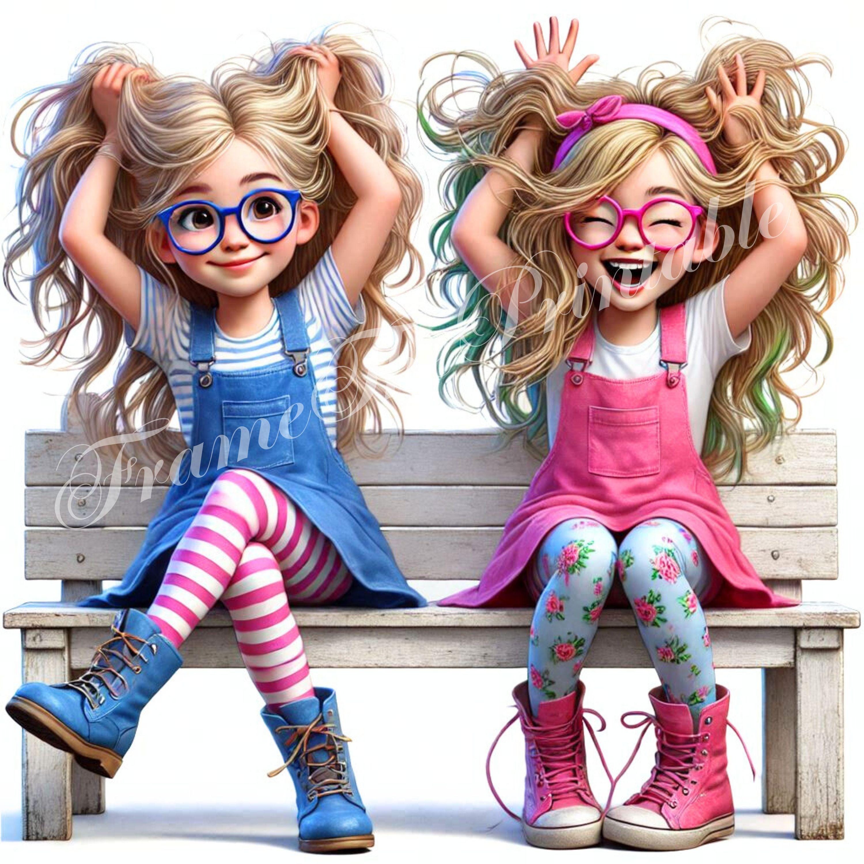 Quirky Friends Girls Clip Art High Res Happy Girls Watercolour for ...