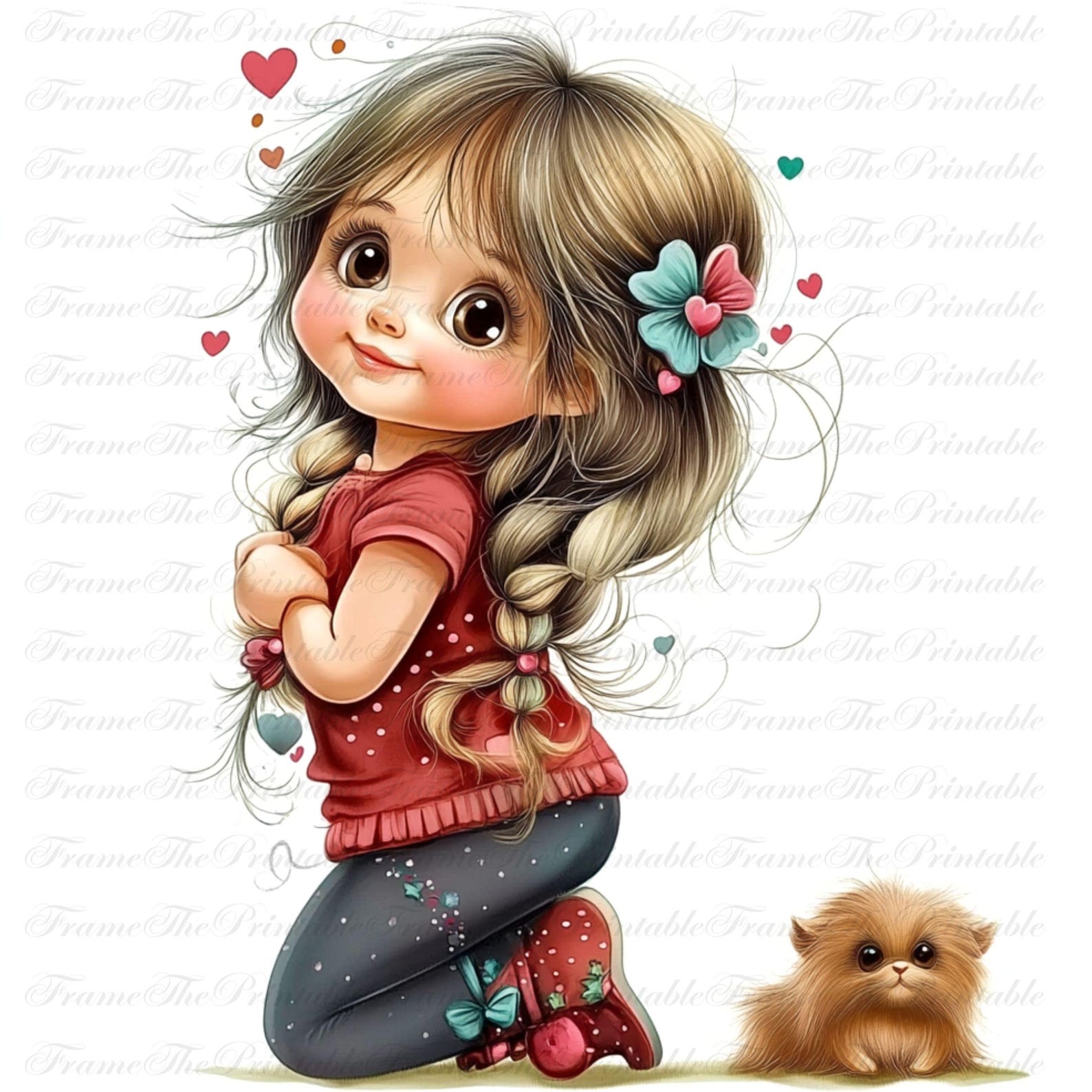 10 Beautiful Cute Little Girls Clip Art, Whimsical Happy Children Art ...