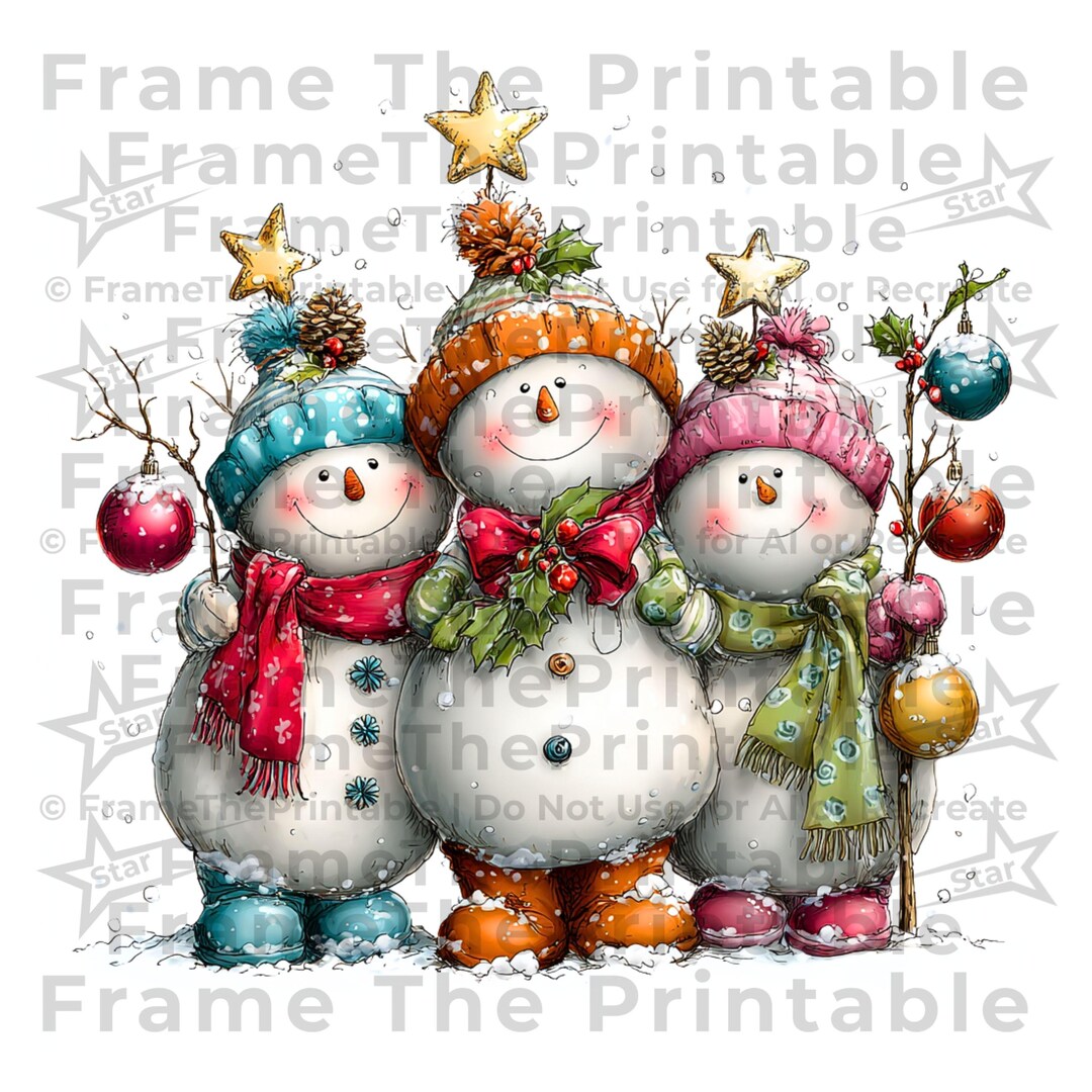 Snowmen Friends Clipart Set - Winter Holiday Snow People and Christmas ...