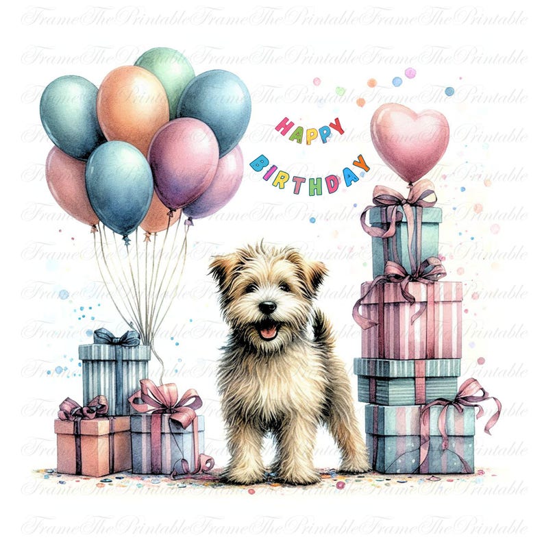 Birthday Dog Clipart, Cute Puppy PNG, Happy Animal Birthday Balloons ...
