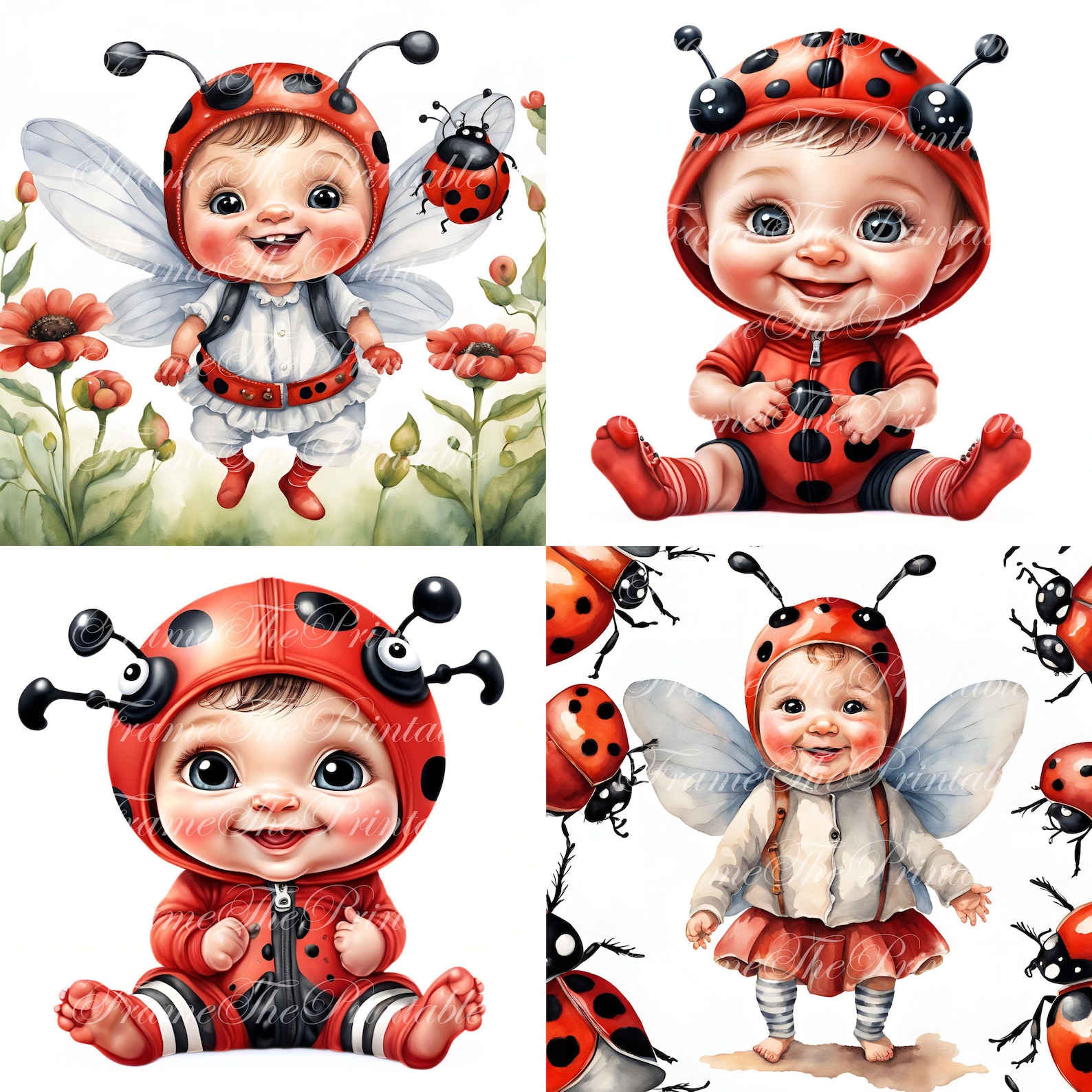 Watercolour Ladybird Girl Clipart- Cute Bug Girl Illustrations for Kids ...