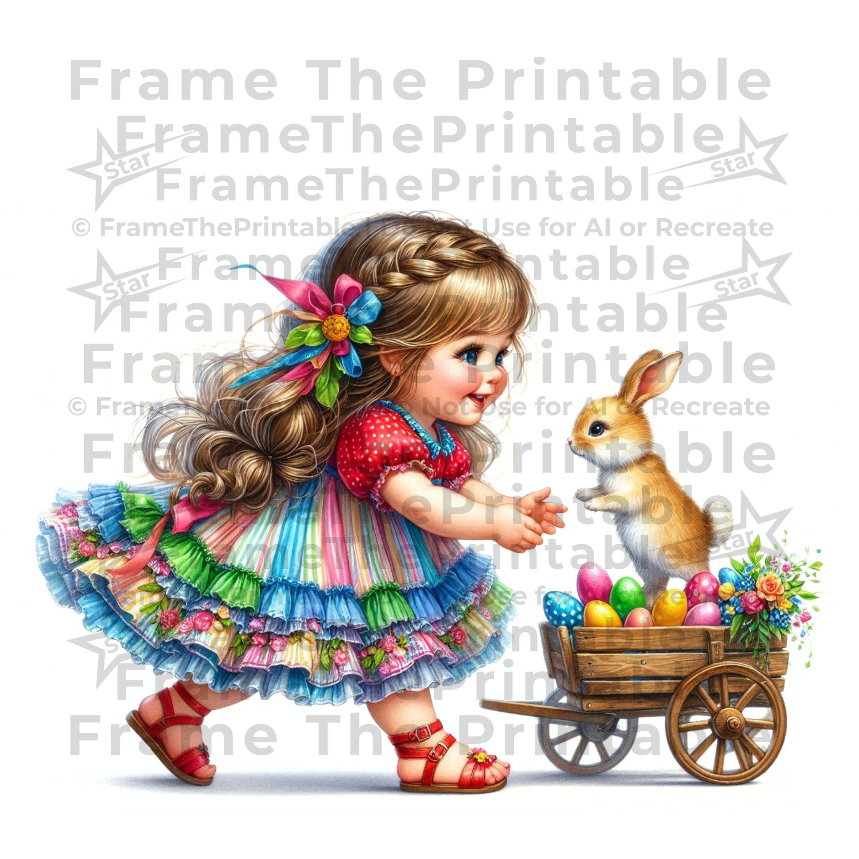 Baby Girl Easter Bunny Clipart, Spring Kids Illustration, Sweet Bunny ...