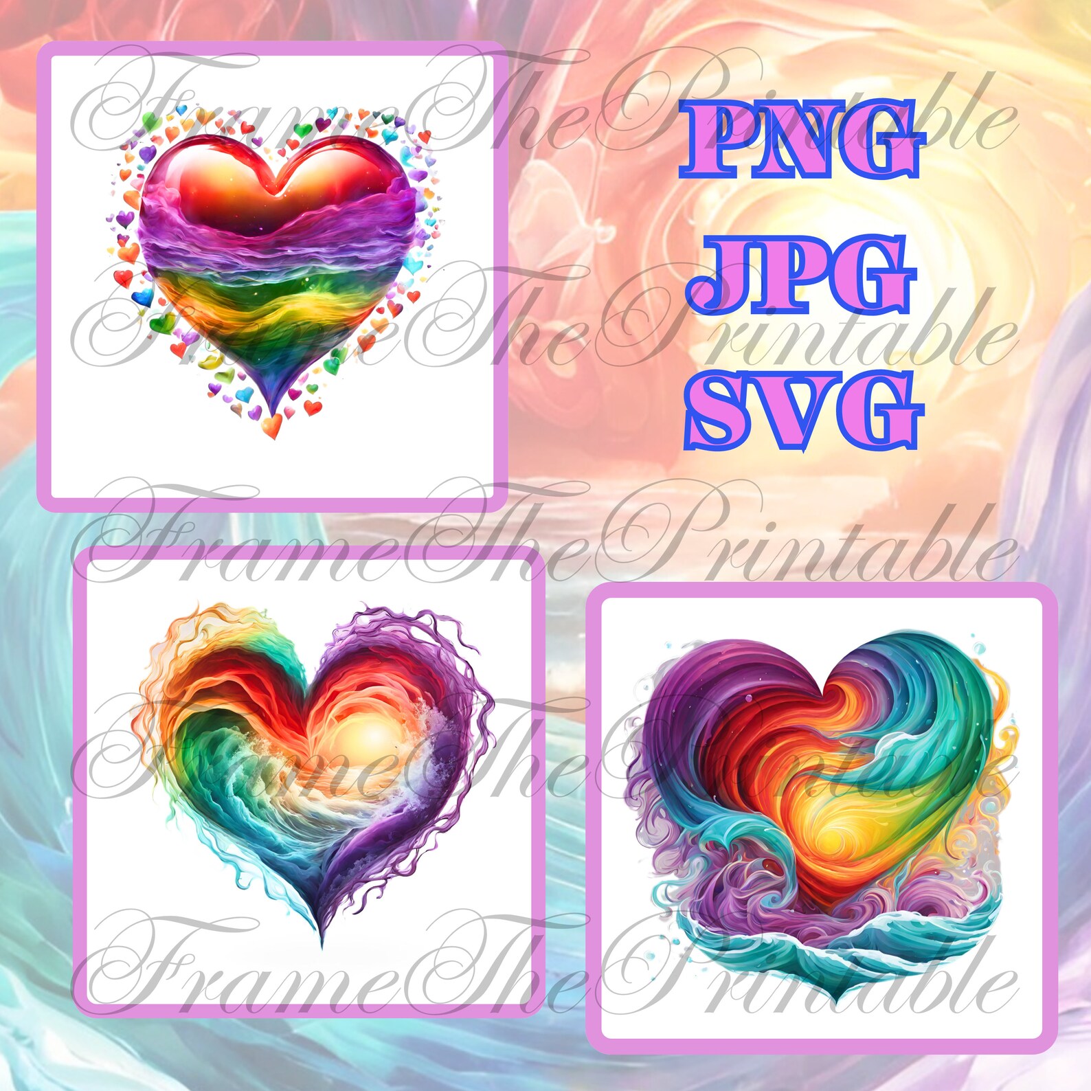 SVG Rainbow Wave Heart Watercolour Splashing Paint Clipart 10 Pictures ...