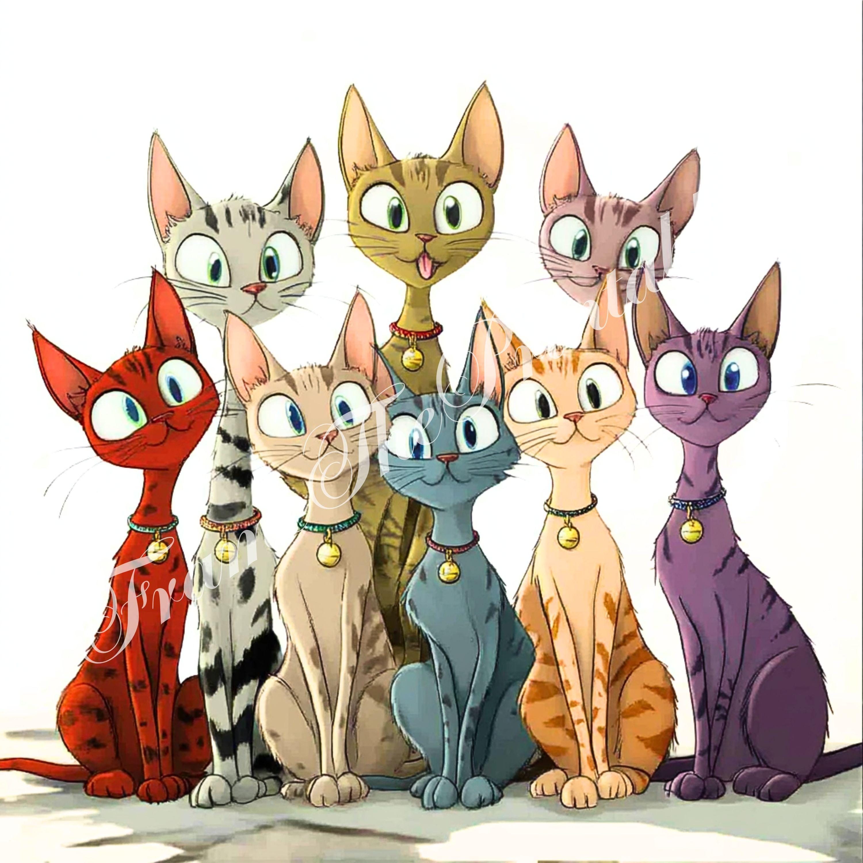 Quirky Cats Team 15 Photos Watercolour Clipart Jpgs Junk Journal ...