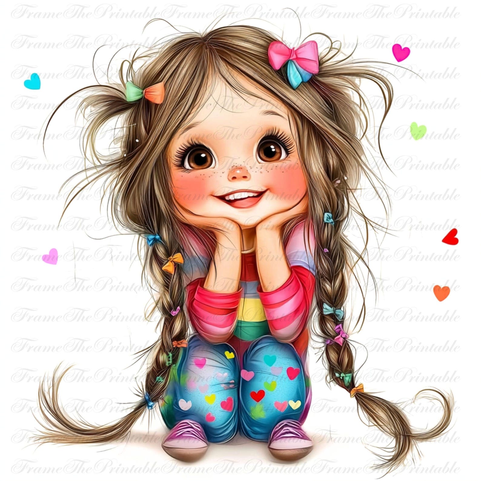 10 Beautiful Cute Little Girls Clip Art, Whimsical Happy Children Art ...