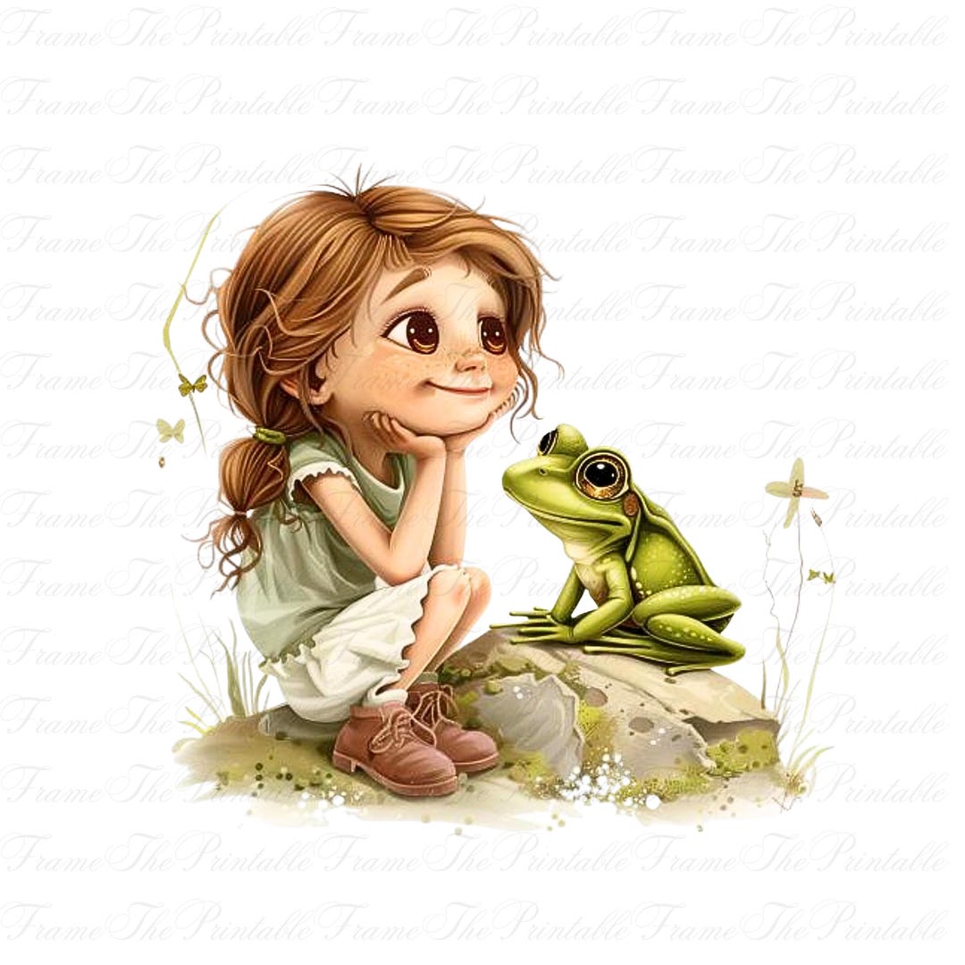 Girl and Frog Fairy Clipart, Woodland Fantasy, 22 Transparent ...