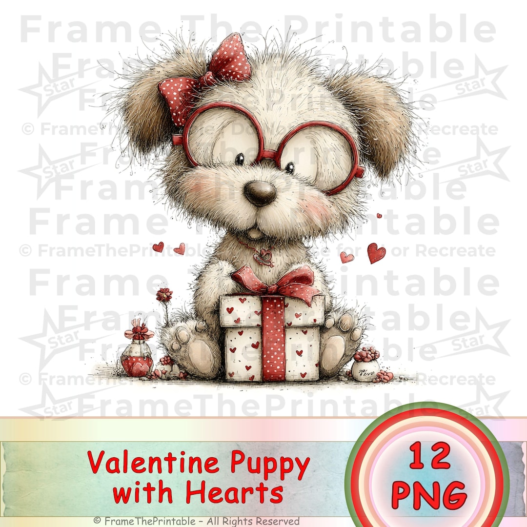 Valentine Puppy Clipart: Cute Dogs With Hearts, Flowers, Tea Cups ...
