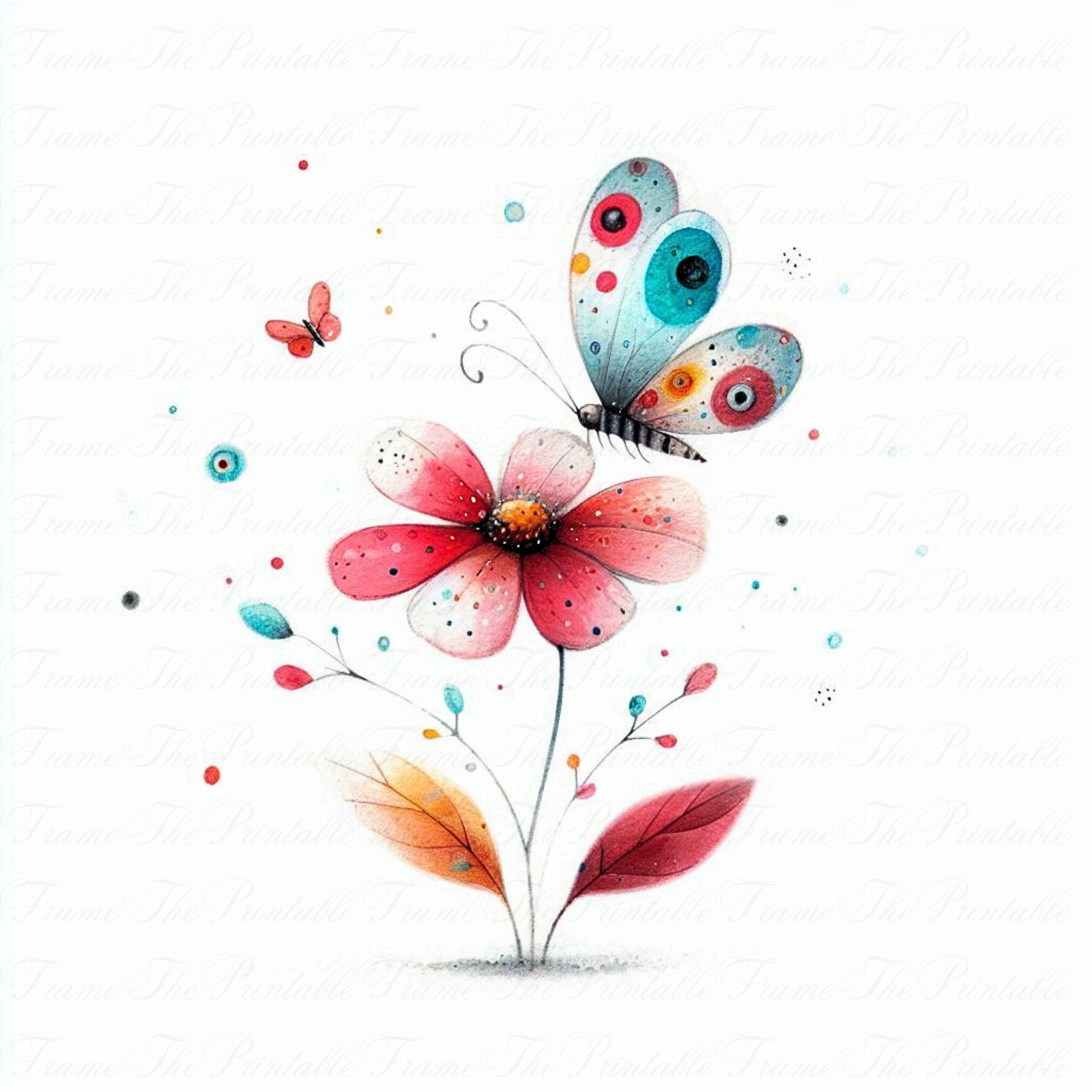 15 Whimsical Butterfly Clipart, Nursery Floral Wall Decor, Digital Art ...