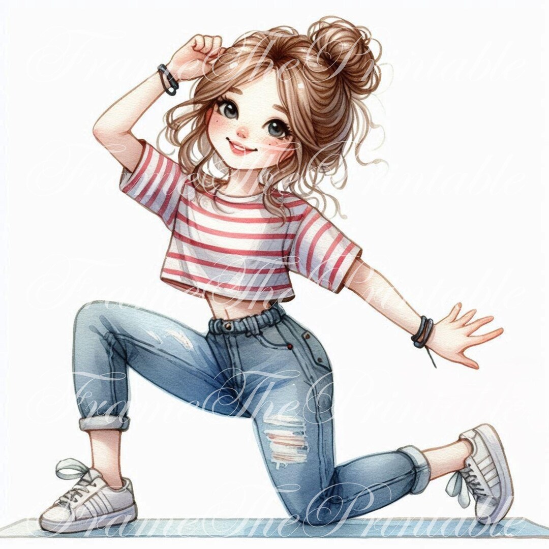 Exercising Girl Clipart, 10 PNG 300 DPI, Self Caring Girl, Active Gym ...