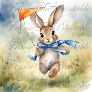 Running Happy Rabbit With a Kite Pictures JPG PNG SVG Cute Funny Rabbit ...