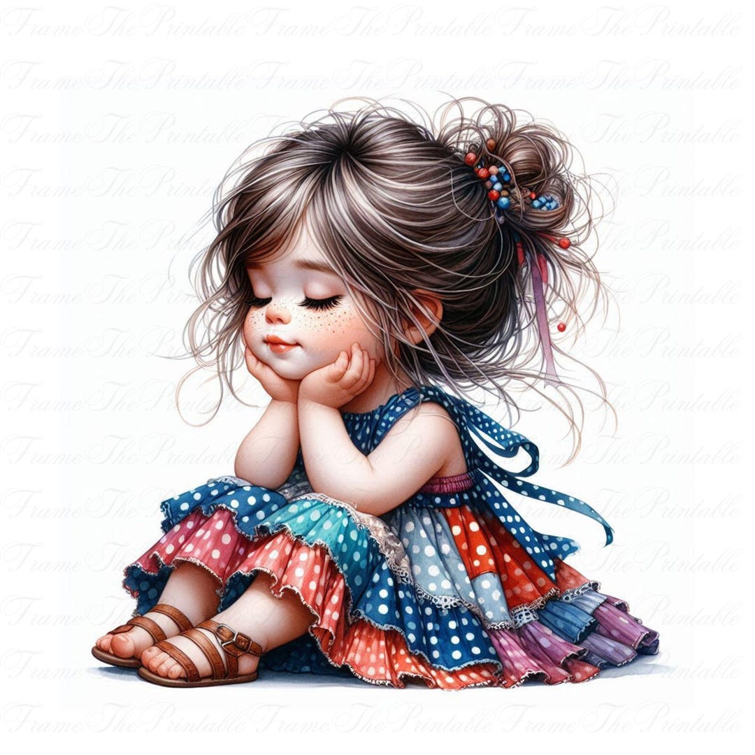 10 Cute Baby Girl Clipart, Watercolour Art Little Girl, Digital ...