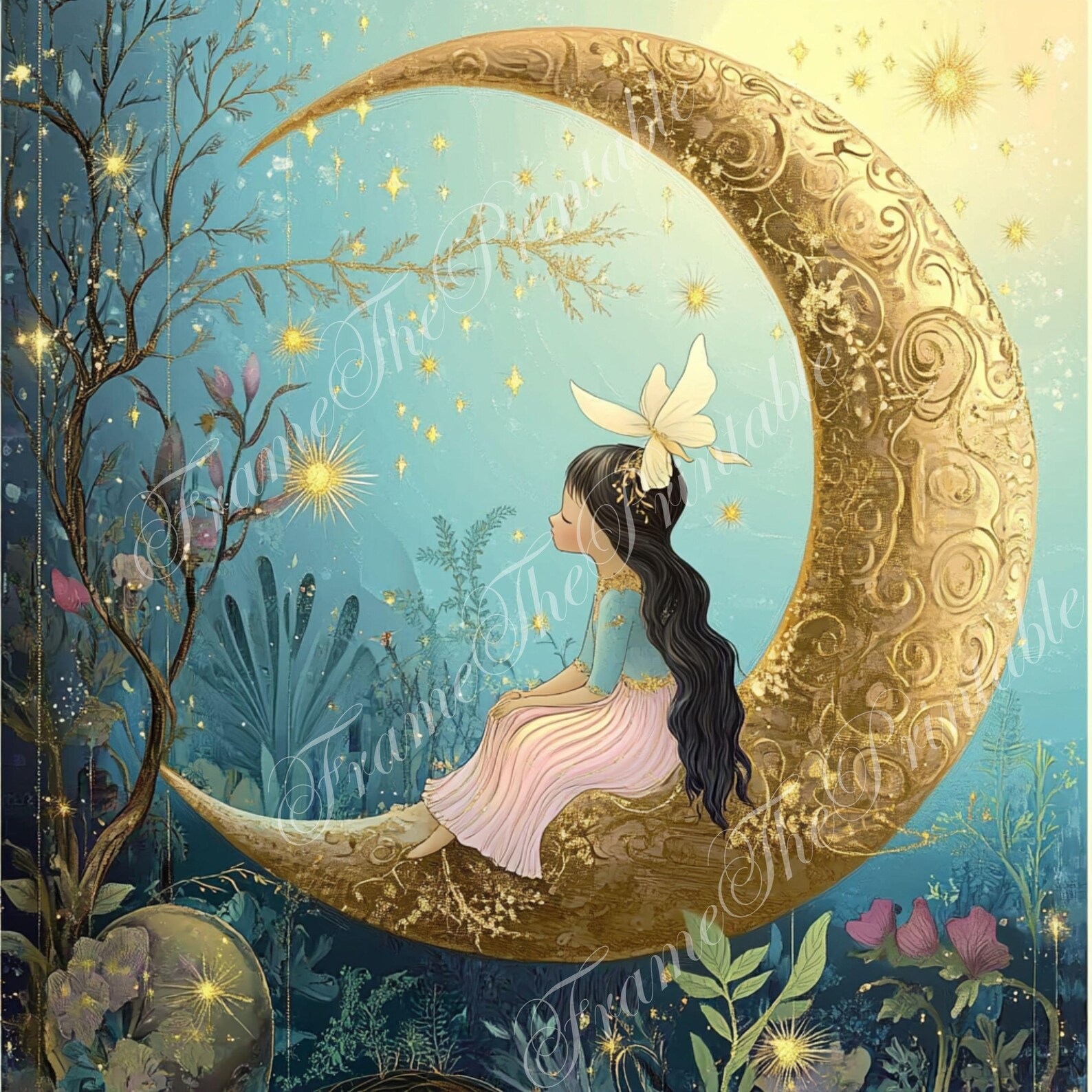 Celestial Fantasy Clipart Bundle Moon Fairy Mystical Enchantress Stars Moonlight Ethereal ...