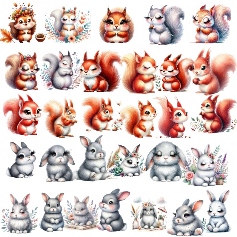 Woodland Cute Animals Clipart, Happy Forest Life PNG, Wild Birds and ...