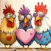 10 Quirky Funny Chickens Clip Art, Whimsical Roosters Friends ...