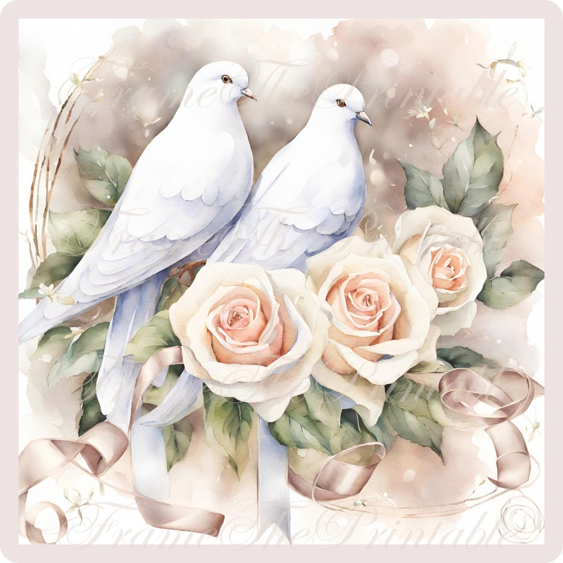 Two Doves Wedding Invitation Clipart Romantic Couple 14 Images ...