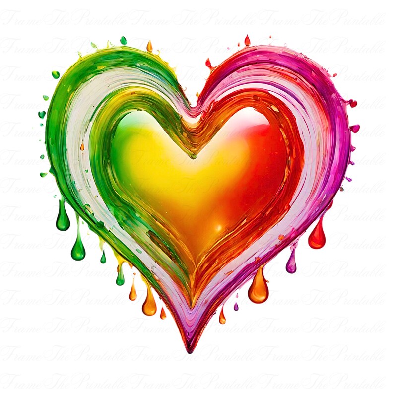 Multicolour Heart Clipart, Sublimation Splashes 10 PNG, Colourful ...
