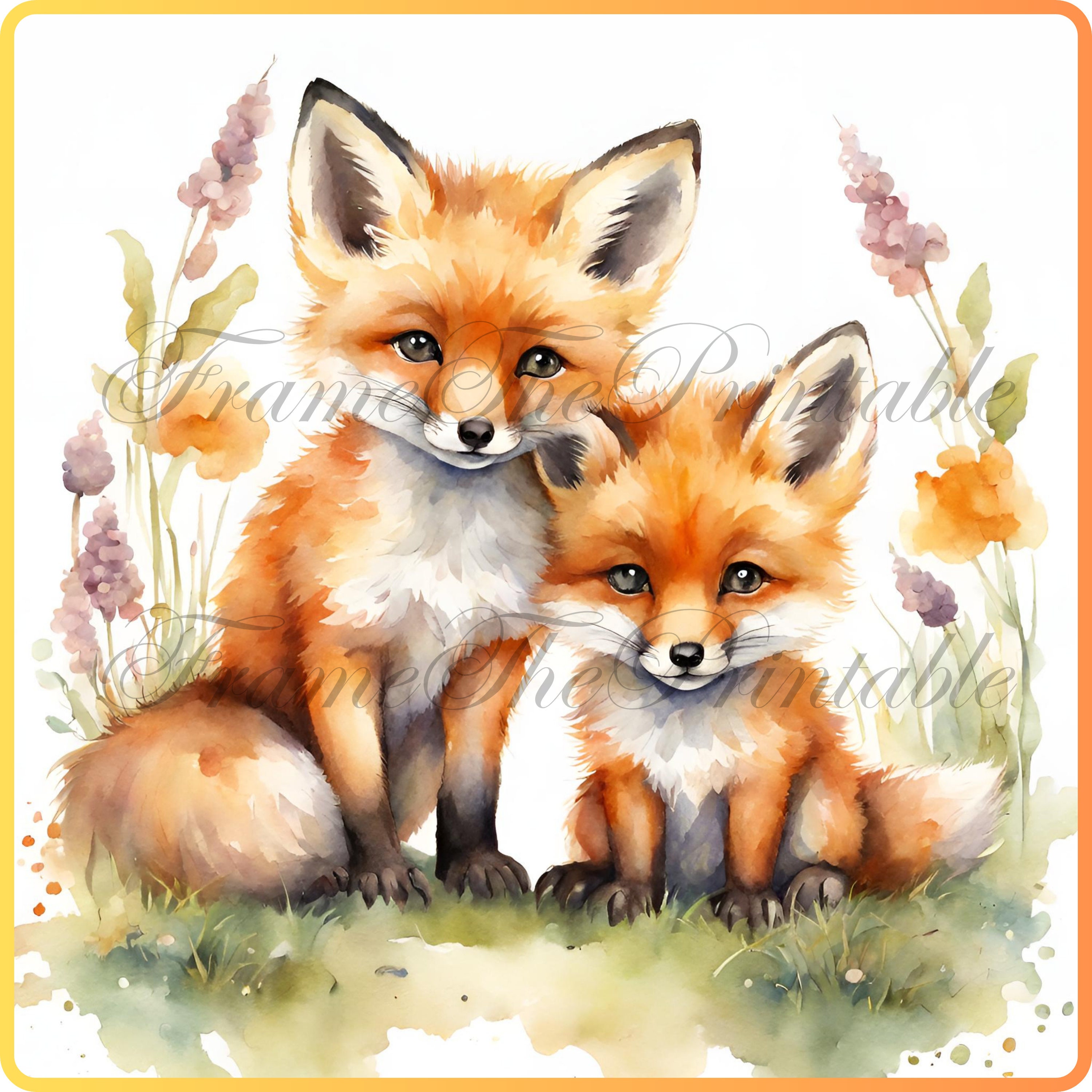 Red Cute Fox Clipart 14 Images Little Foxes Watercolour Printable ...