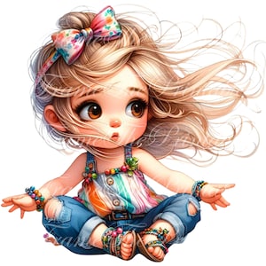 Cute Little Girl Clipart Commercial and Personal Use Whimsical Ephemera ...