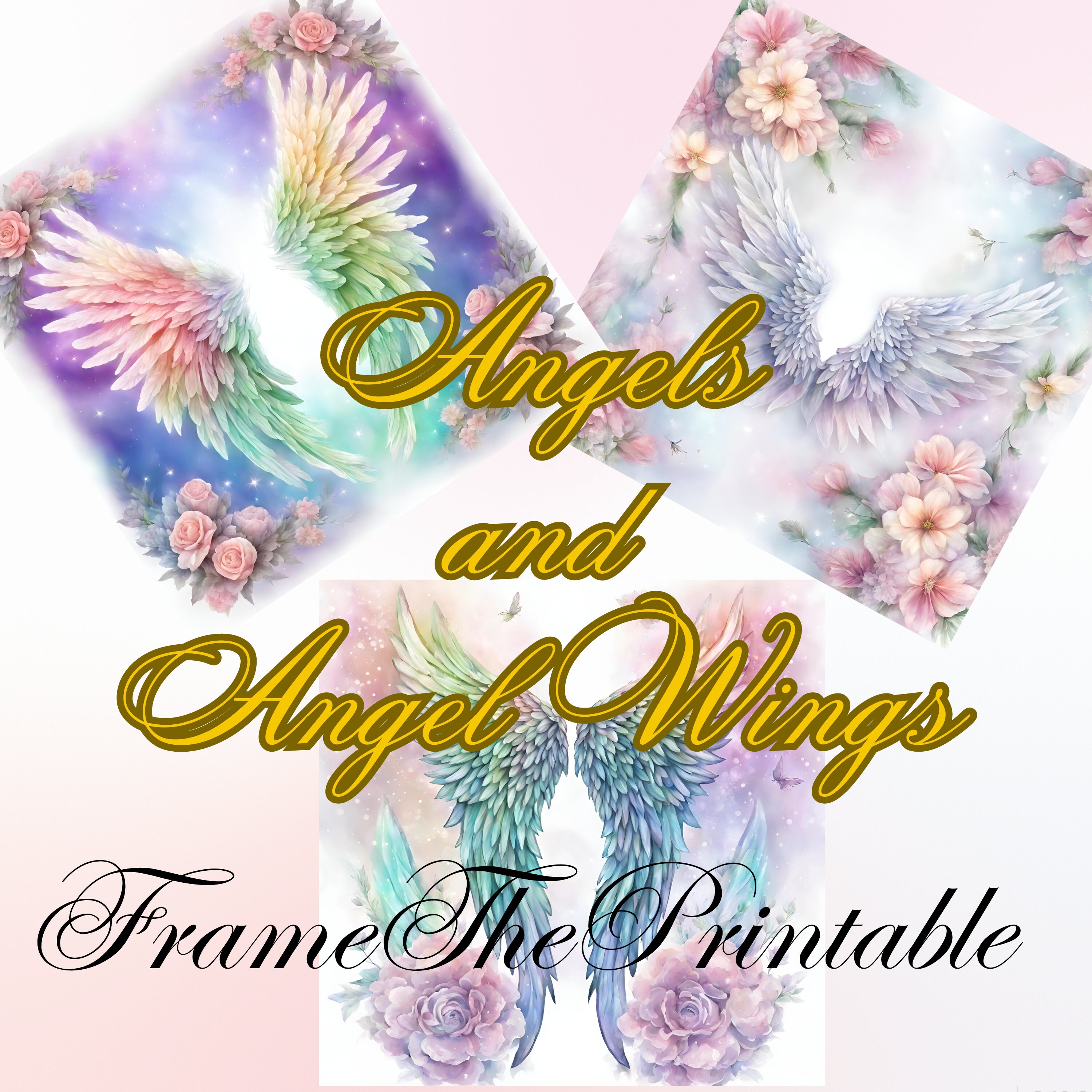 Angels Wings Vibrant Colours Clipart Watercolour Art Instant Download ...