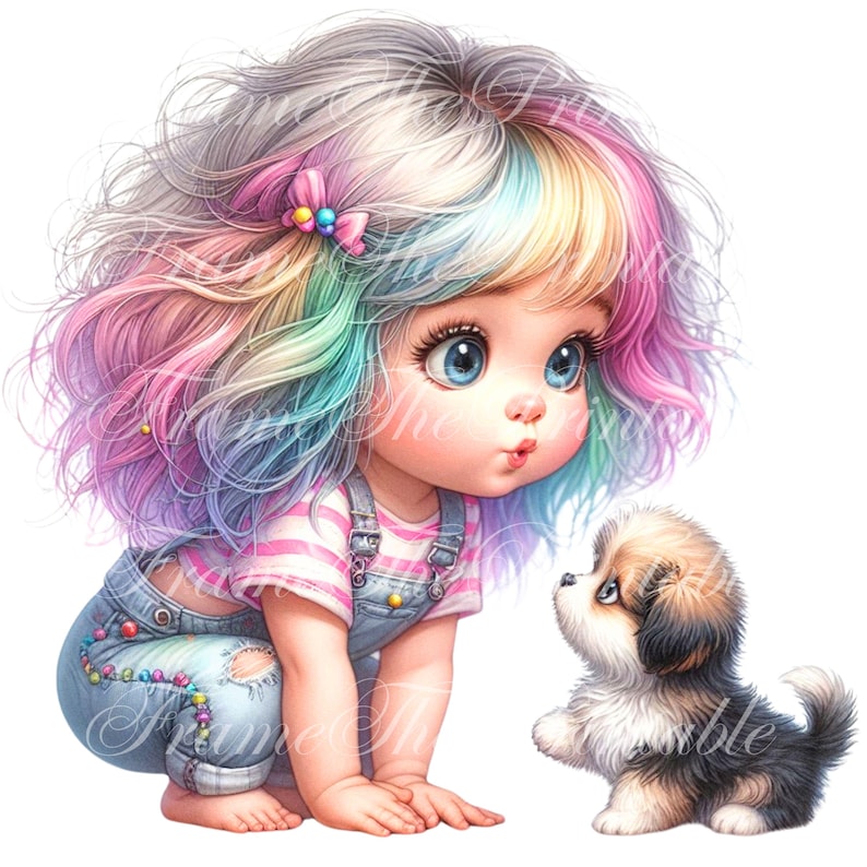 15 Cute Girl With Puppy Clipart Commercial Use Ephemera PNG 300 DPI ...