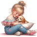 10 Cute Girl With Puppy Clipart, Whimsical Girl With Dog JPG Images ...