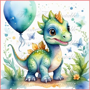 Baby Birthday Cute Dinosaurs Birthday JPG Cake and Balloons Birthday ...