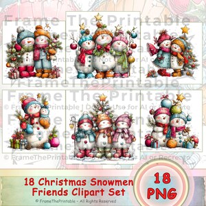 Snowmen Friends Clipart Set - Etsy