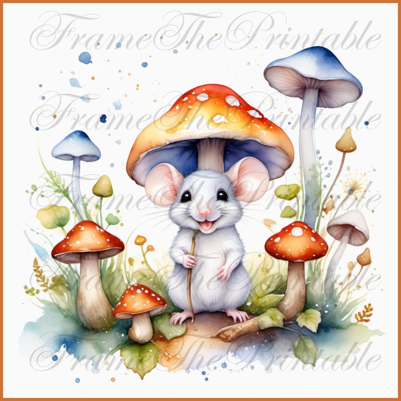 Cute Mouse Clipart, Funny Animals With Book, Mouse on Mushroom ...