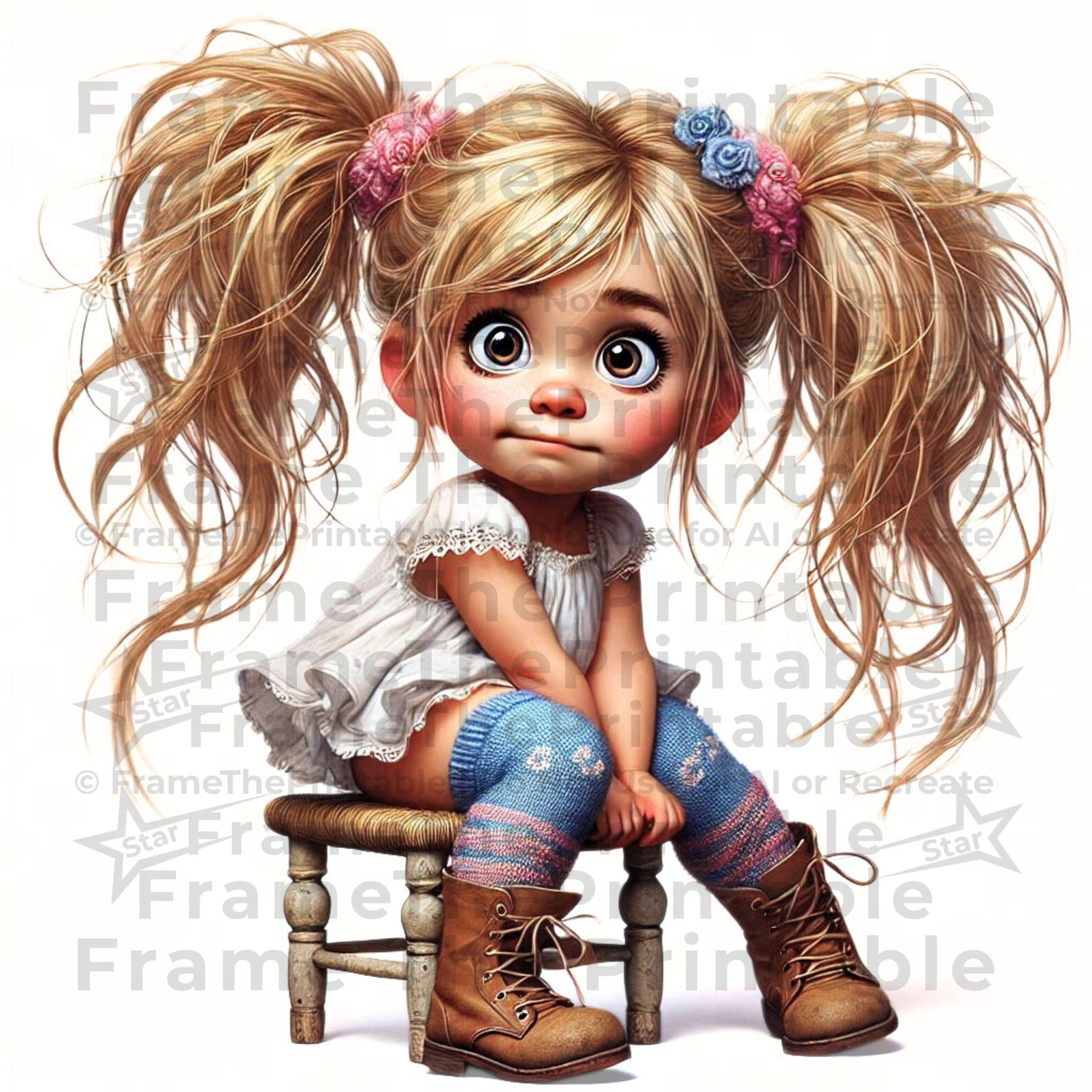 Quirky Girl With a Chair Clipart Whimsical Ephemera Commercial Use ...