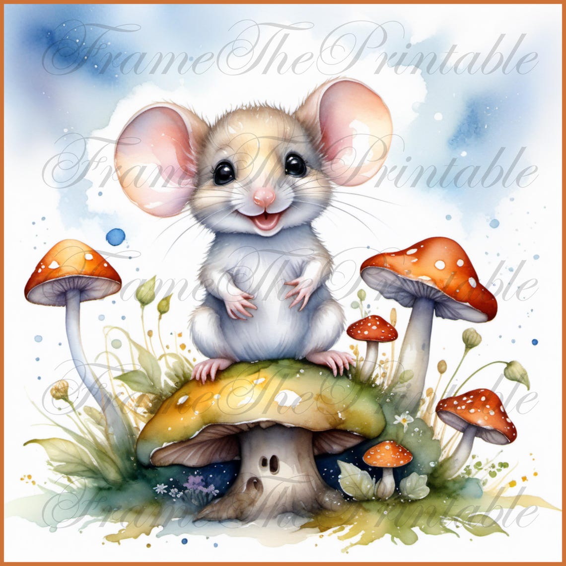 Cute Mouse Clipart, Funny Animals With Book, Mouse on Mushroom ...