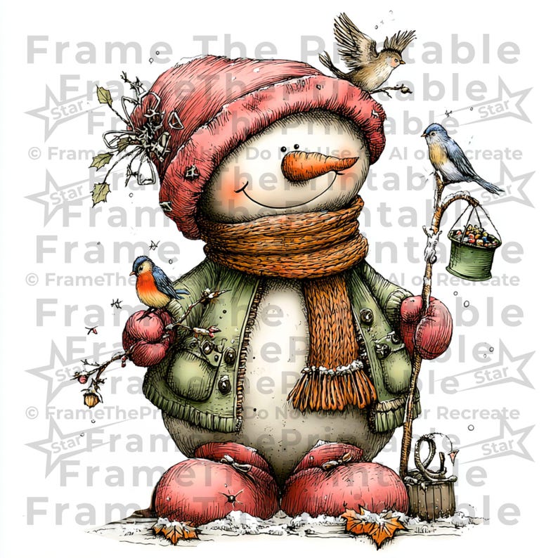Snowman Clipart Set - Winter Holiday Snow People and Christmas Birds ...