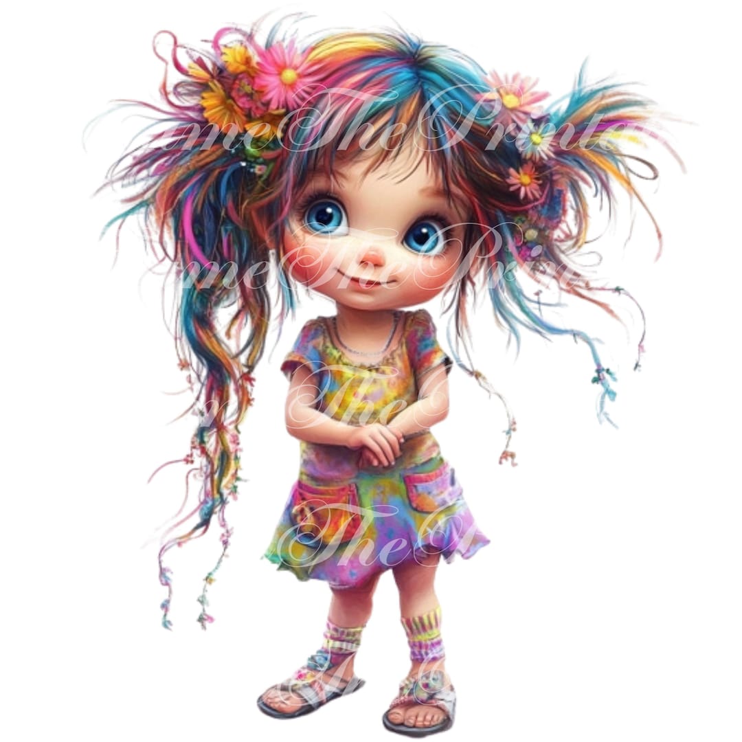 Cute Girl Adorable Clipart Commercial Use Whimsical Ephemera Fantasy ...