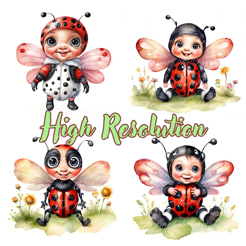 Watercolour Ladybird Girl Clipart- Cute Bug Girl Illustrations for Kids ...