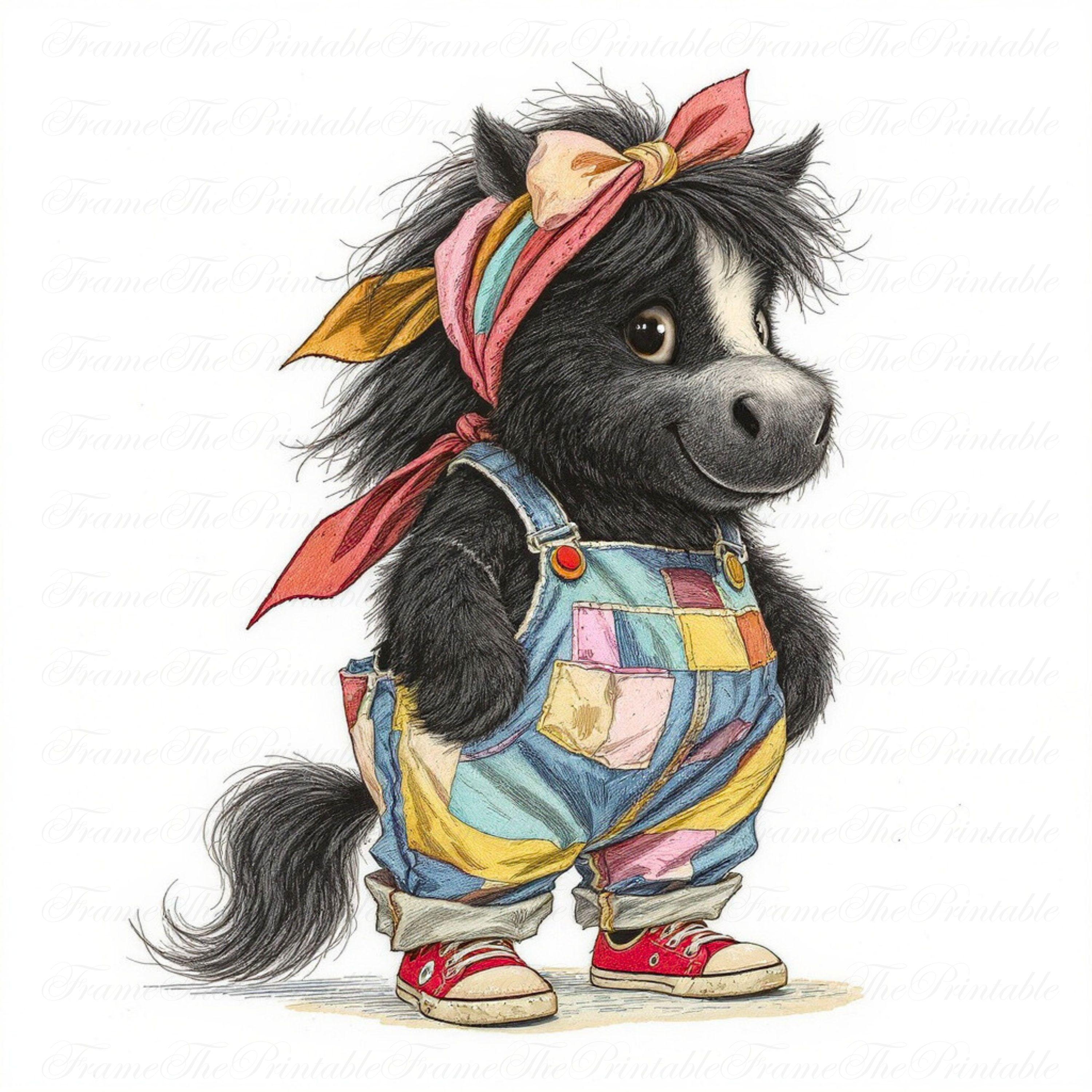 Quirky Dressed Horse Clipart PNG, 12 Cute Cartoon Horses, Whimsical ...