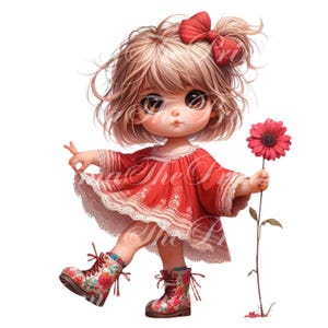 Cute Girl Adorable Clipart Commercial Use Whimsical Pngs Fantasy Junk ...