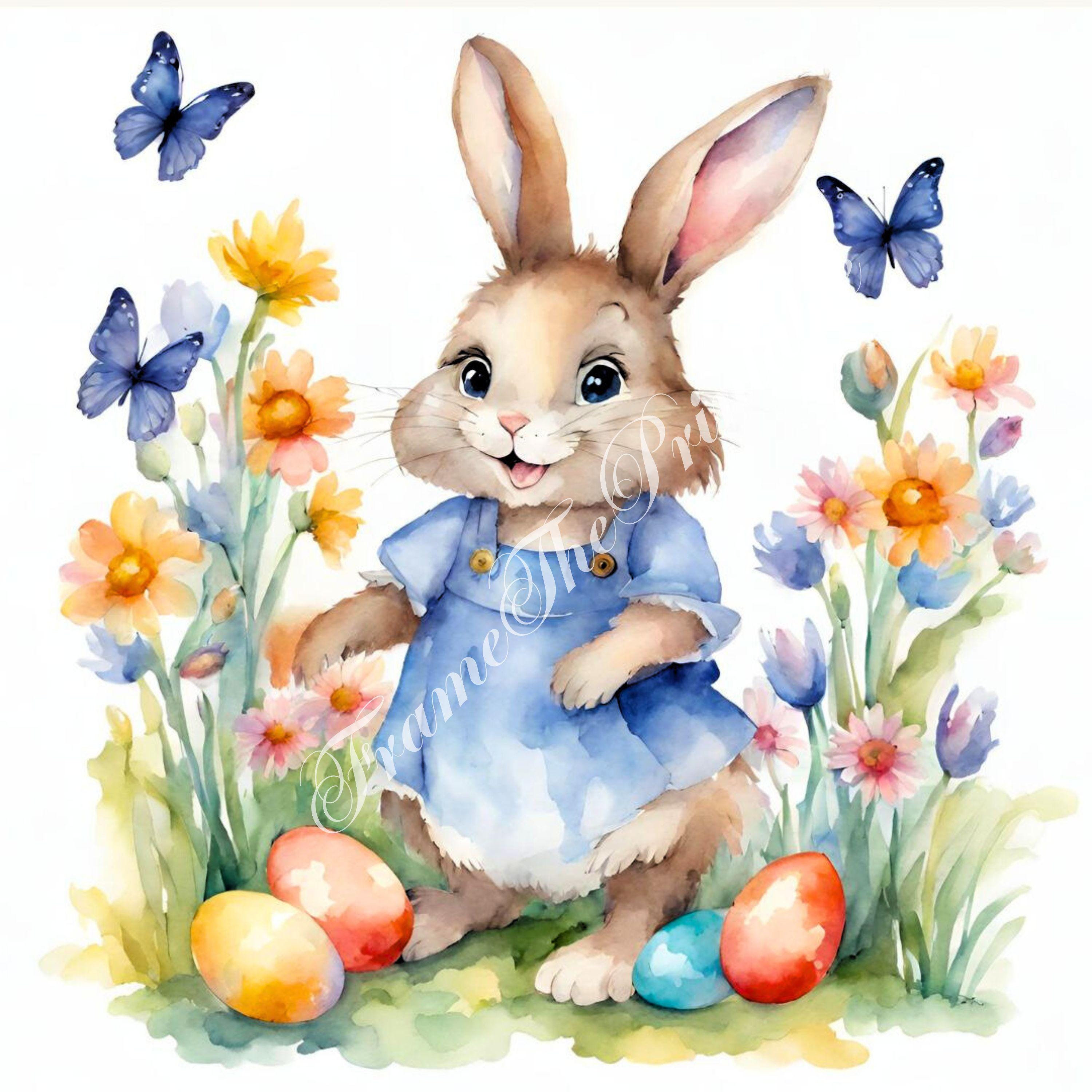 Easter Bunny Floral Family Clipart Whimsical Rabbits With Eggs Bundle ...